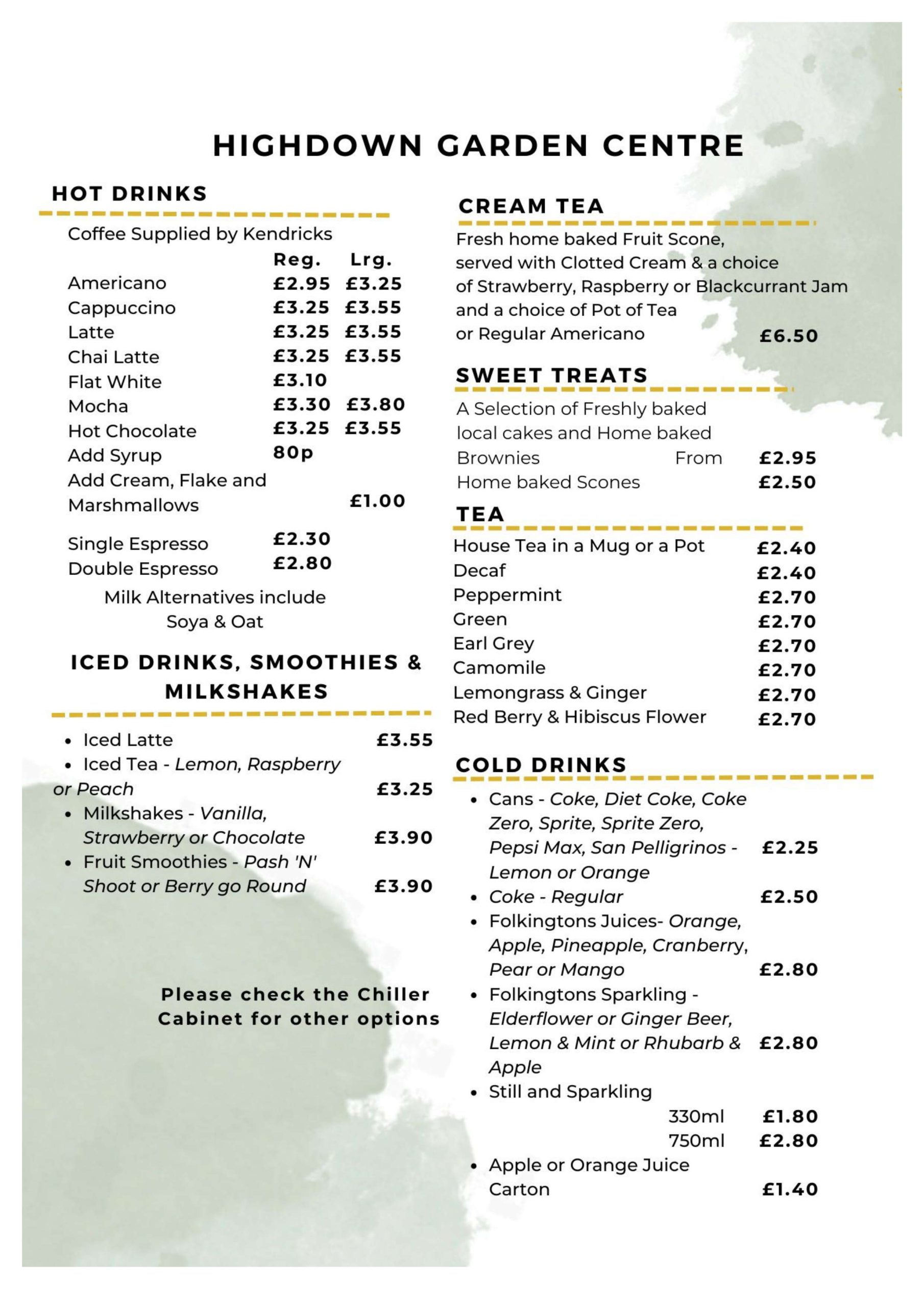 Menus - Highdown Garden Centre